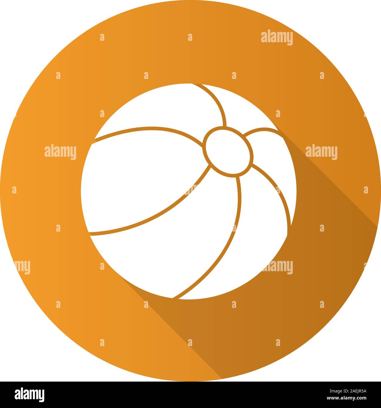 Beach ball flat design long shadow glyph icon. Vector silhouette ...