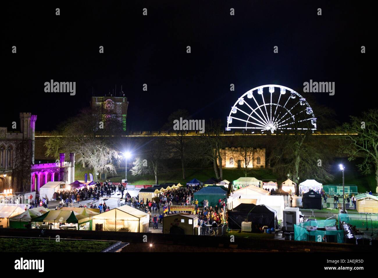 The Lincoln Christmas Market stalls inside the grounds of Lincoln ...