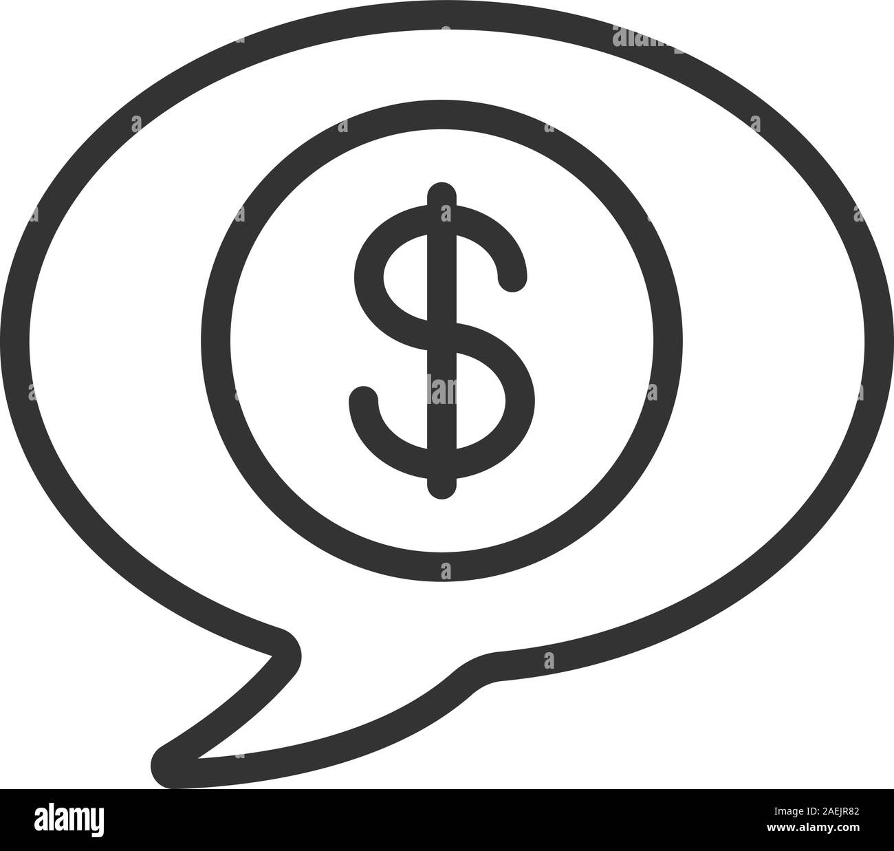 Money talk linear icon. Thin line illustration. Chat box with dollar ...