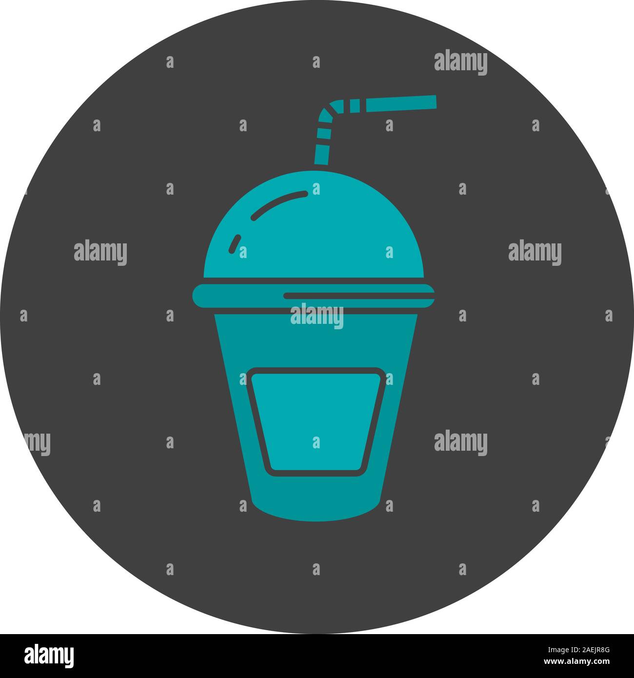 Refreshing soda drink glyph color icon. Lemonade paper cup with straw ...