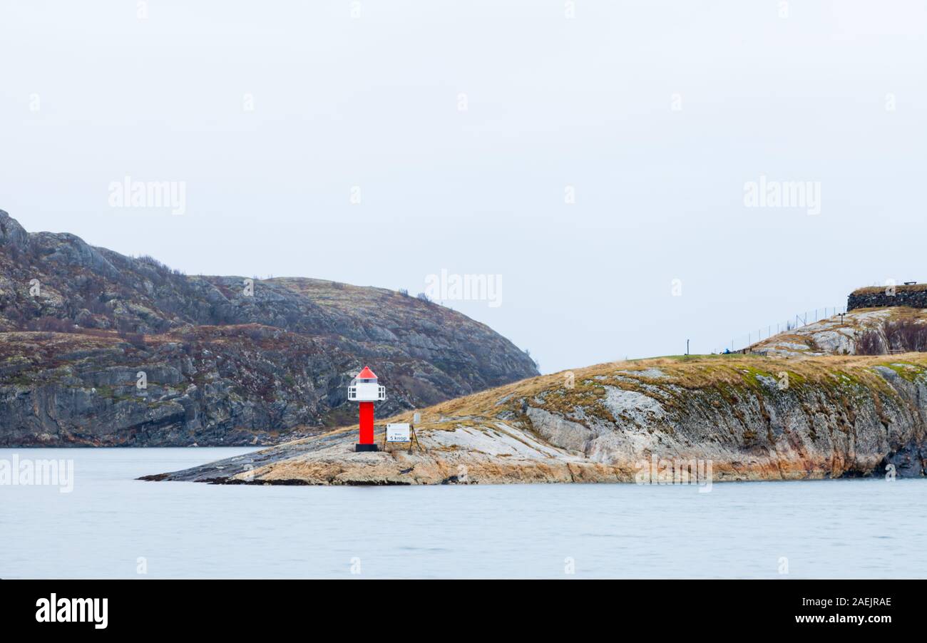 SW Point Lighthouse at the gateway to Bodo harbour in Norway Stock ...