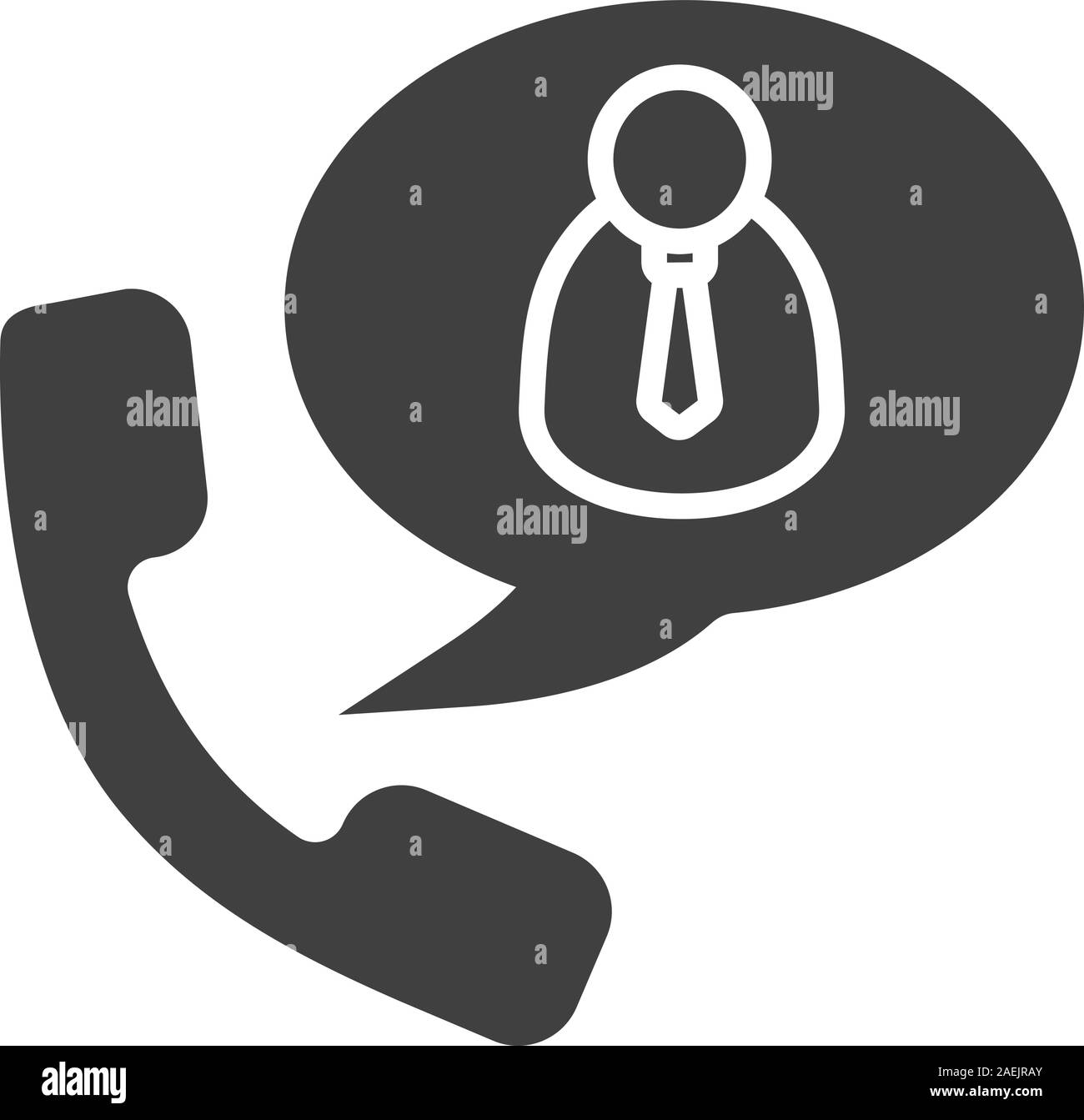 Phone talk with boss glyph icon. Silhouette symbol. Handset with ...