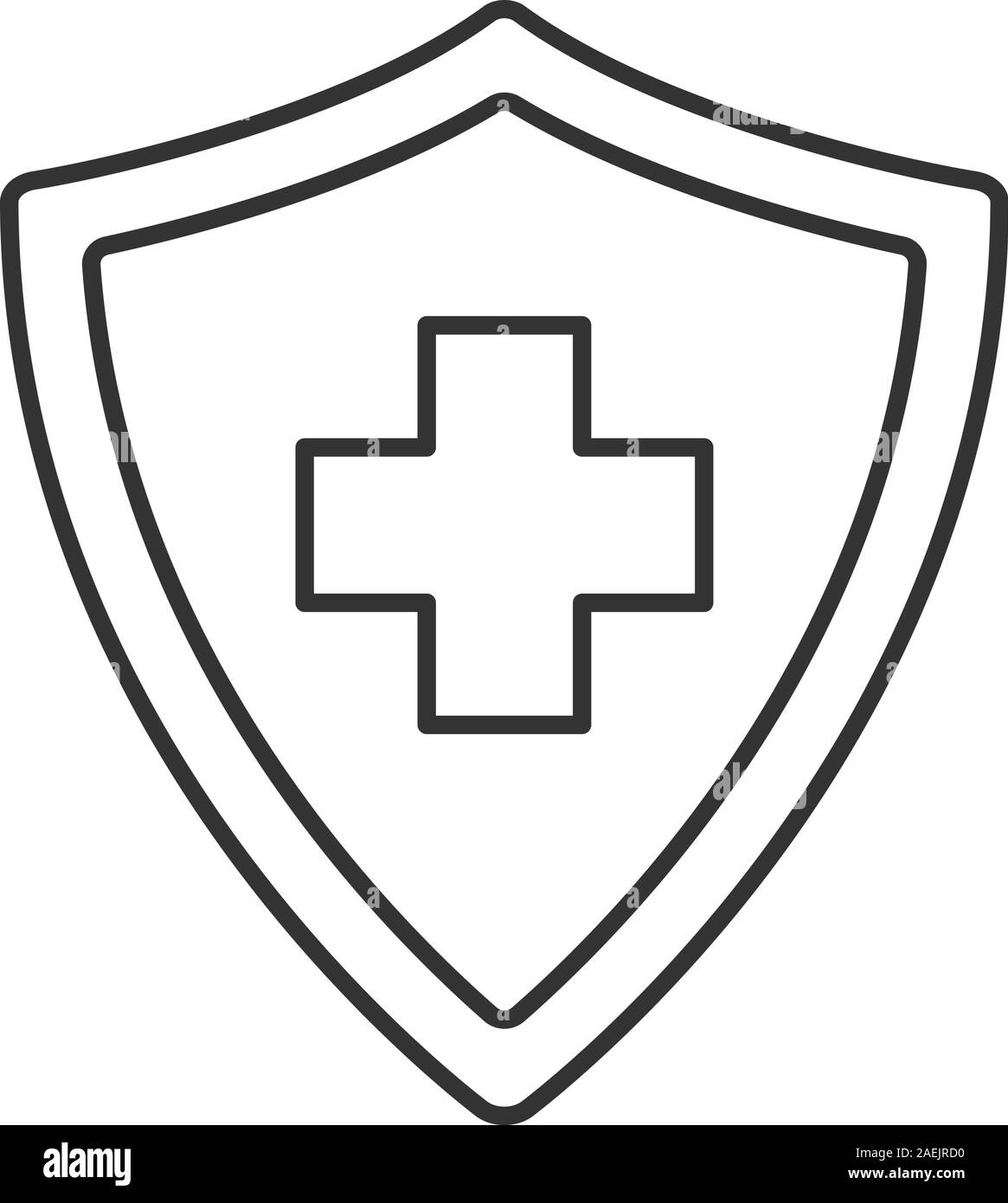 Medical insurance linear icon. Thin line illustration. Security shield ...