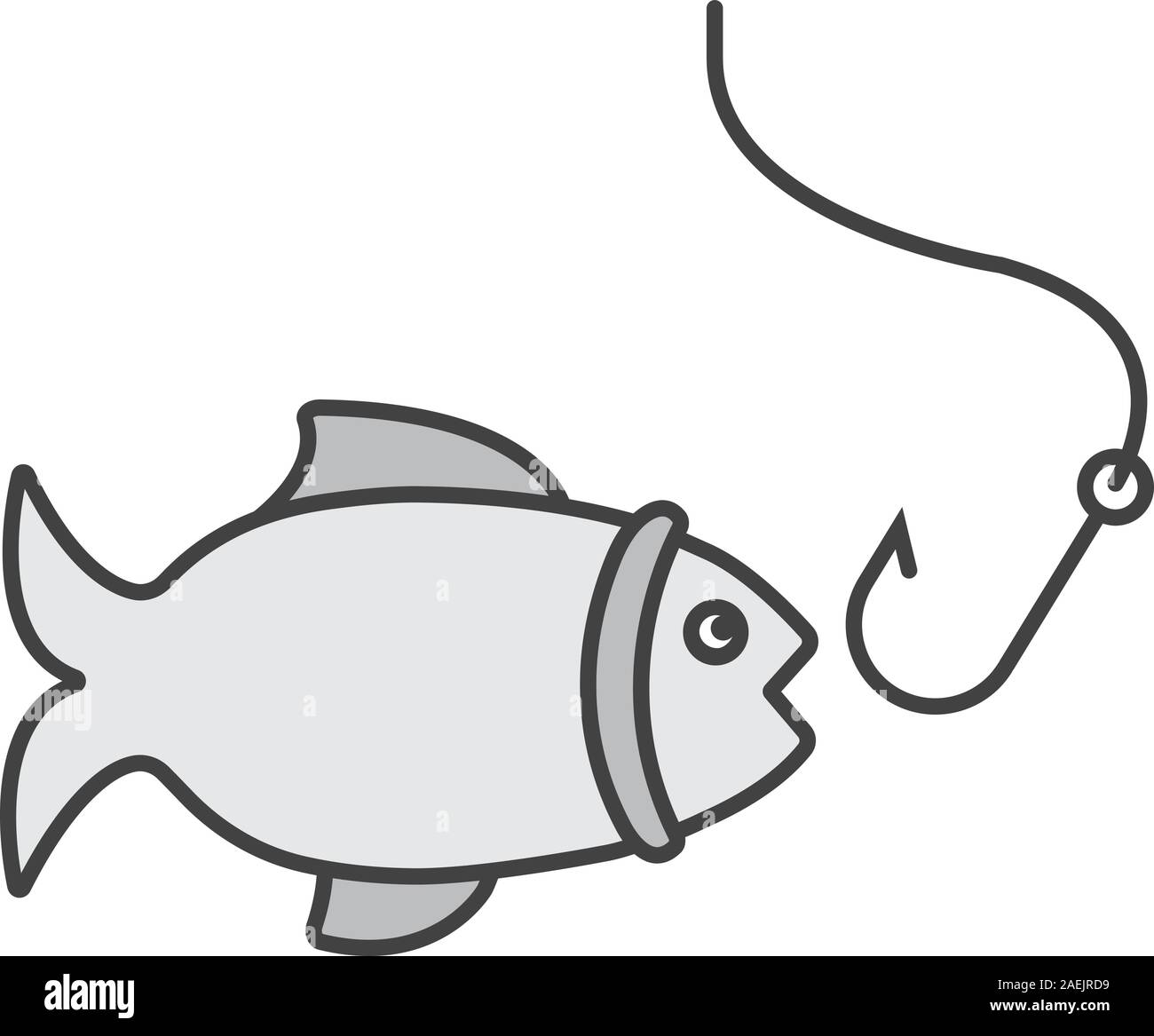 Fishing color icon. Fish with hook. Isolated vector illustration Stock ...