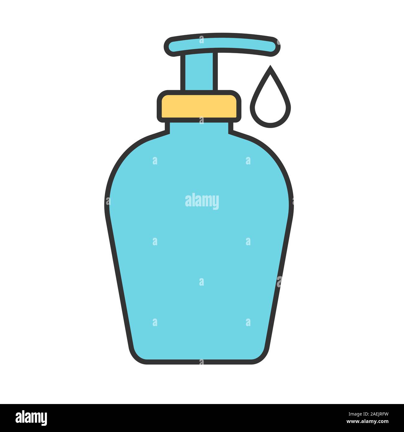 Shower gel color icon. Liquid soap bottle with drop. Isolated vector ...