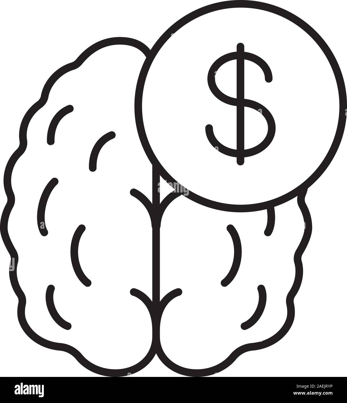 Business mind. Knowledge equal money linear icon. Thin line ...