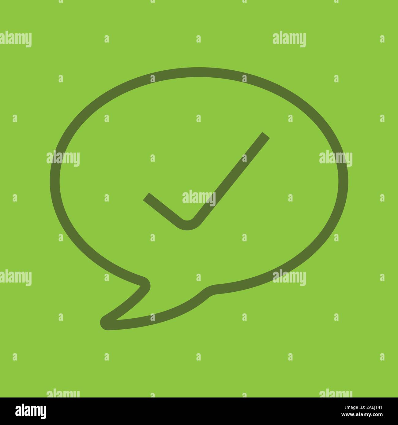 Confirmation linear icon. Tick mark inside chat bubble. Thick line ...