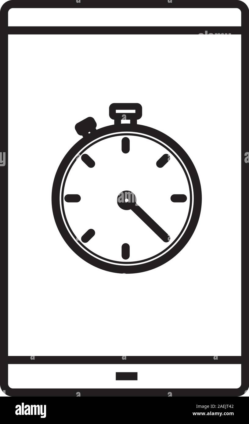 Smartphone Stopwatch App Linear Icon Thin Line Illustration Smart