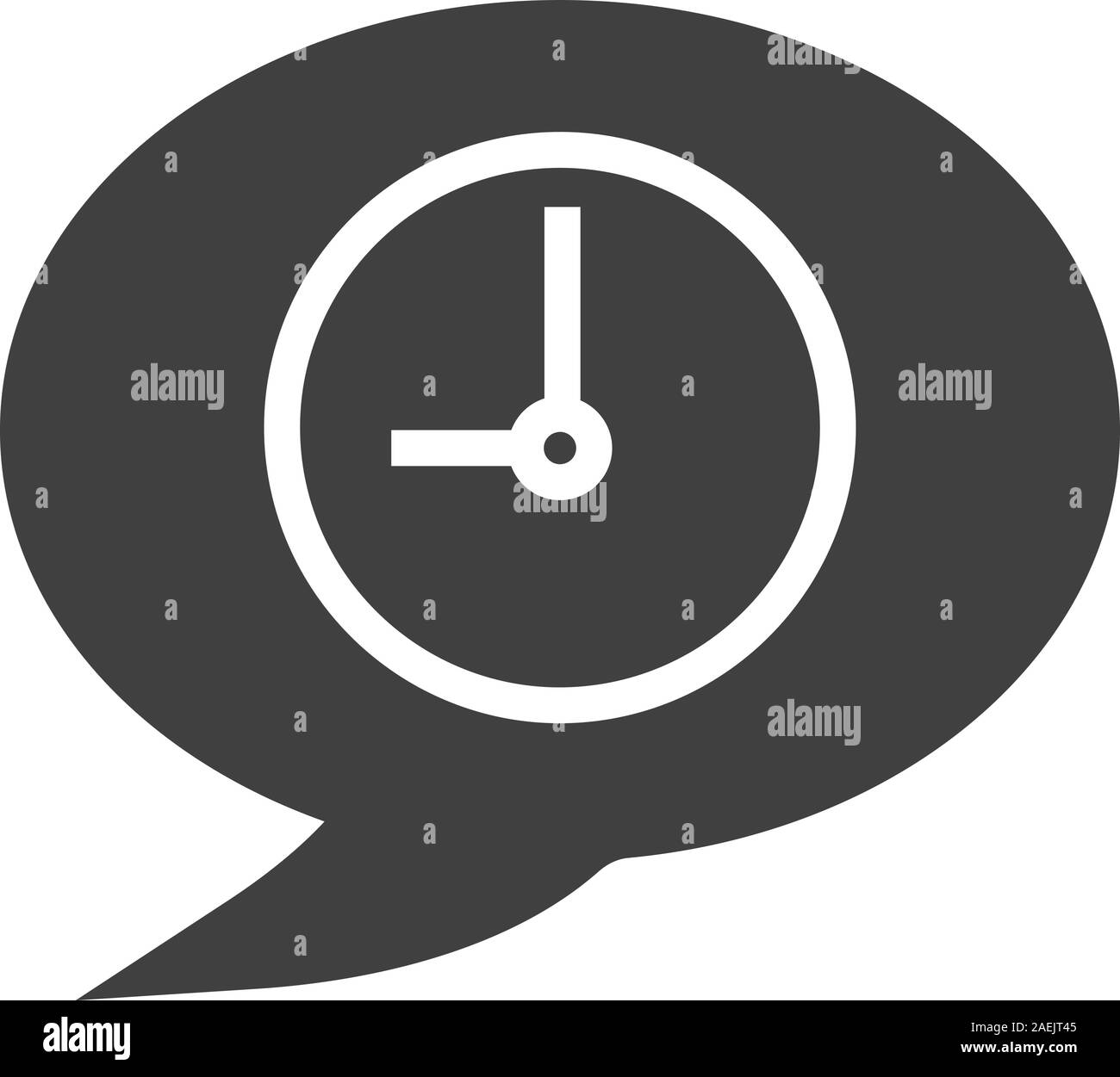 Talk duration glyph icon. Silhouette symbol. Clock inside chat bubble ...