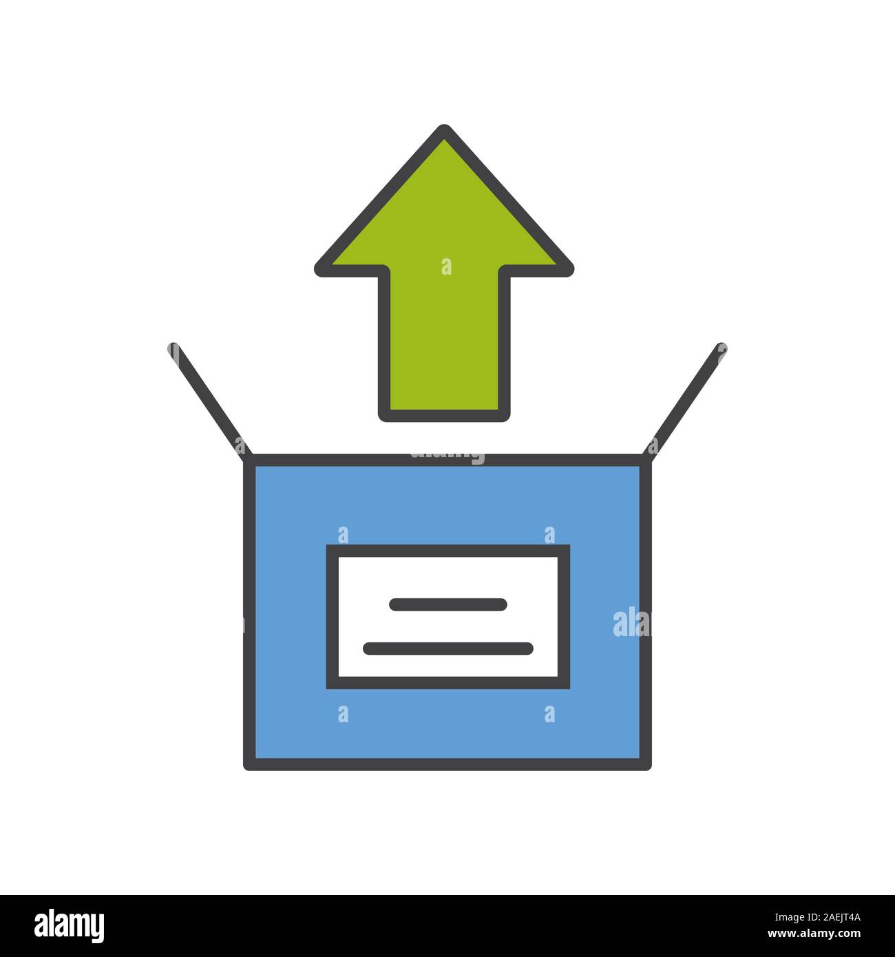 Unboxing color icon. Box unpacking. Isolated vector illustration Stock ...