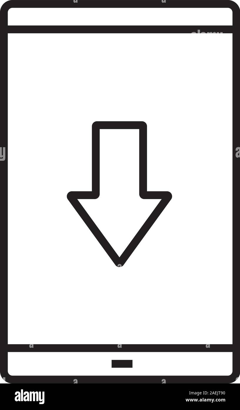 Smartphone app download linear icon. Thin line illustration. Smart ...