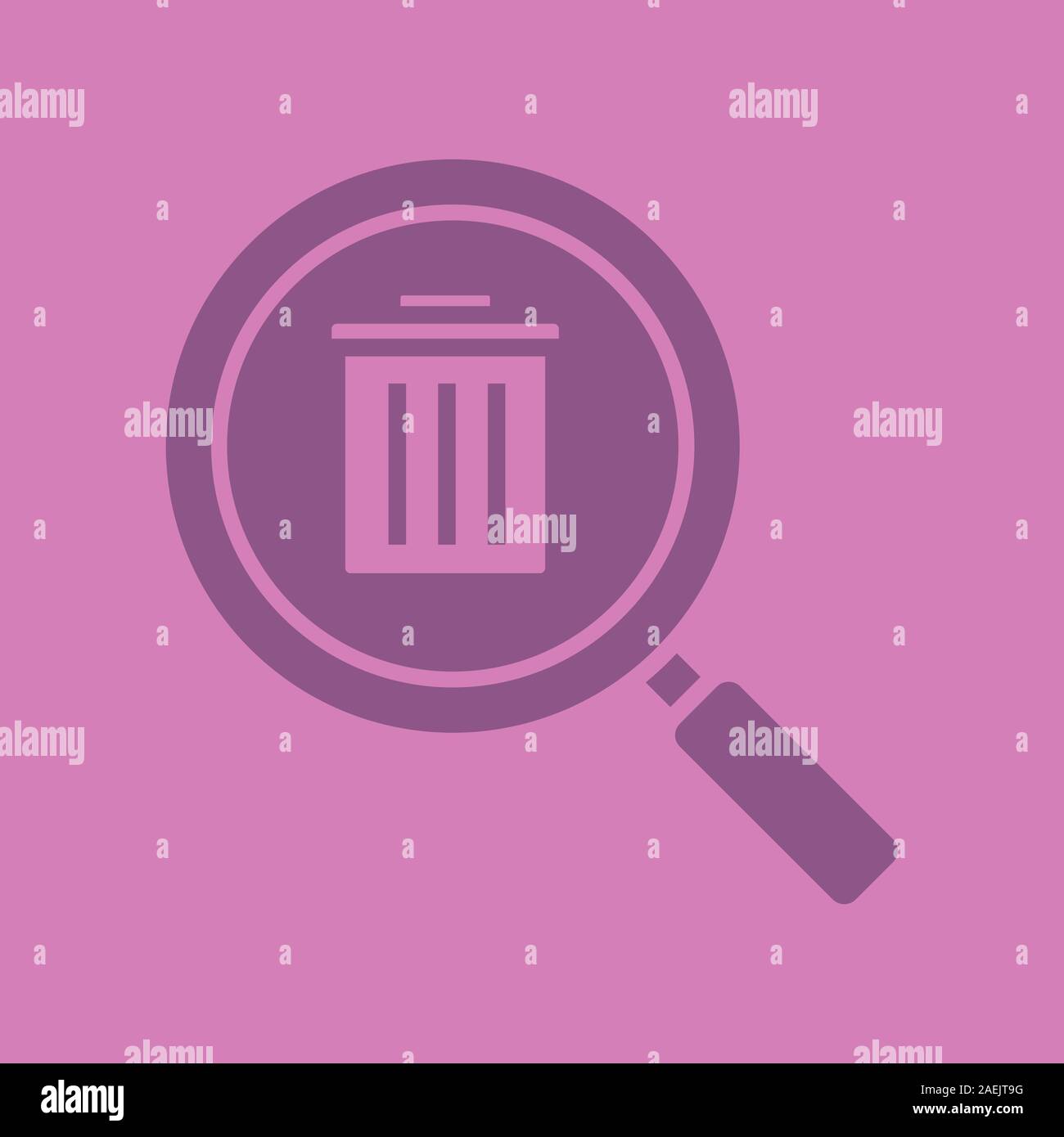 Waste management search glyph color icon. Silhouette symbol. Magnifying ...