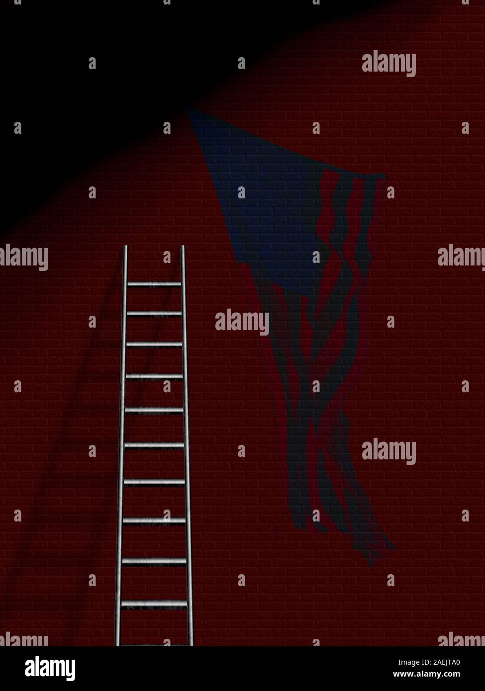 Ladder to freedom. Symbolic composition with USA flag Stock Photo - Alamy