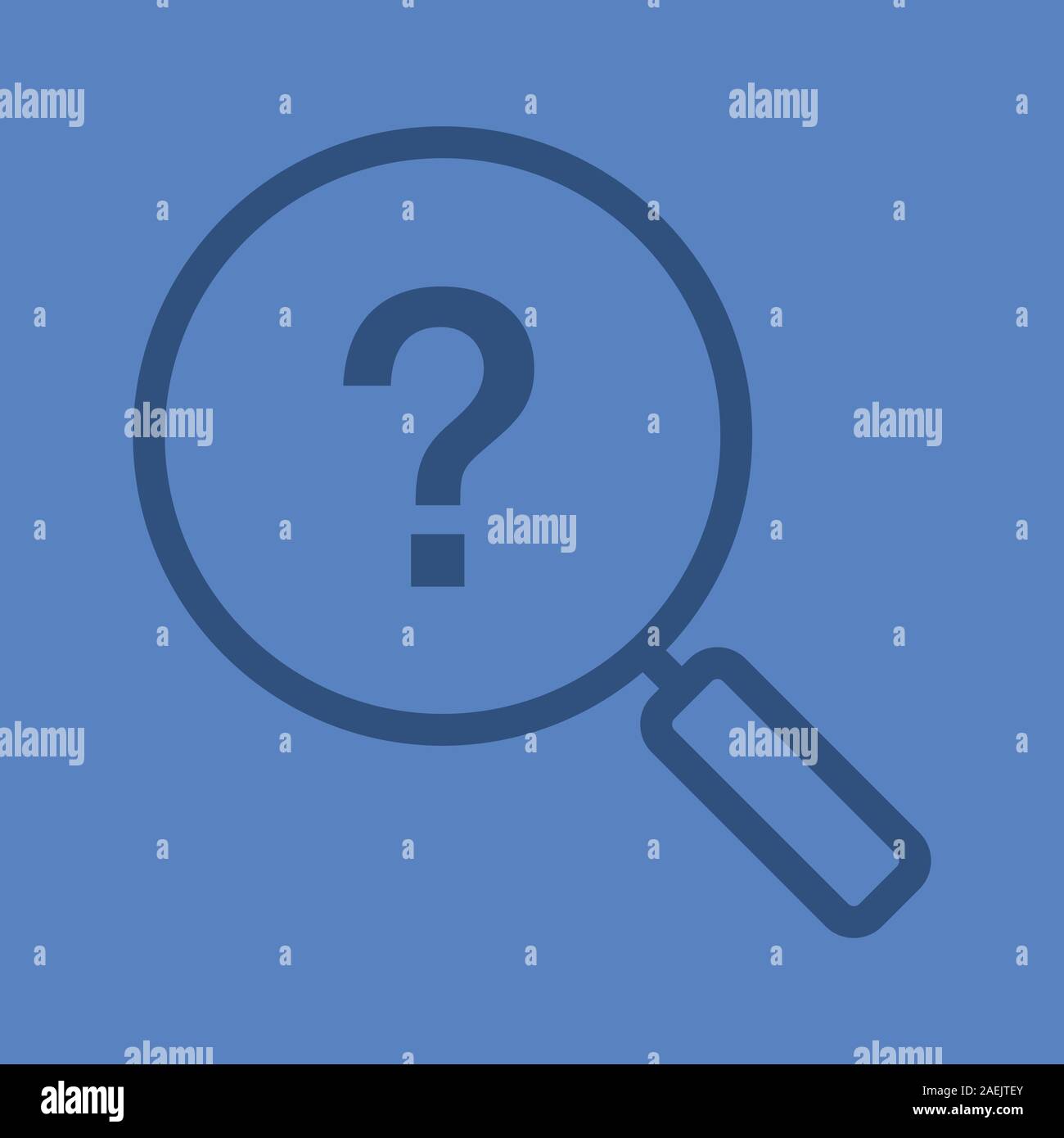 Problem solution search linear icon. Magnifying glass with question ...