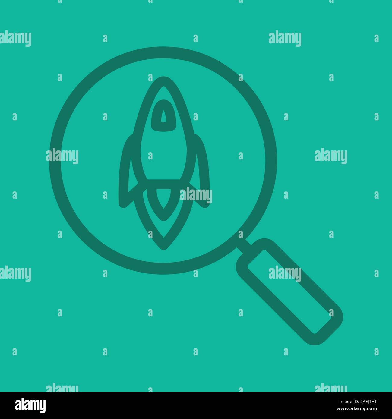 Startup project search color linear icon. Magnifying glass with ...