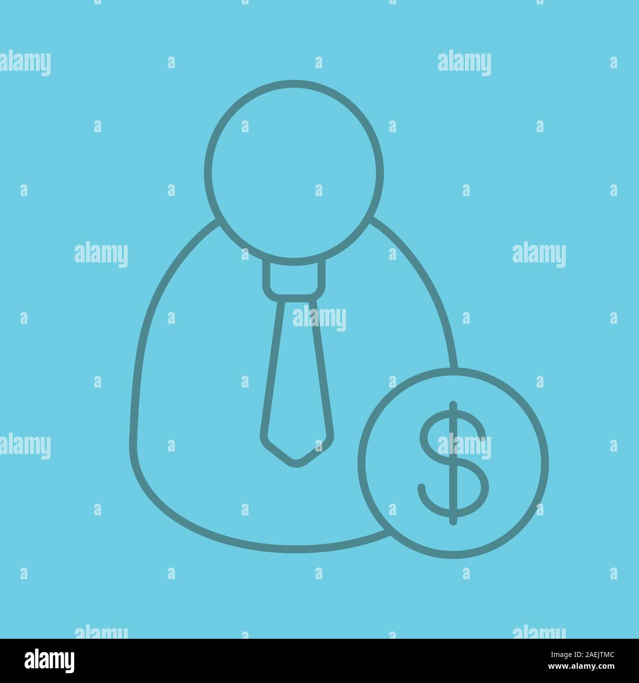 Staff hiring color linear icon. HR management. Businessman with dollar ...