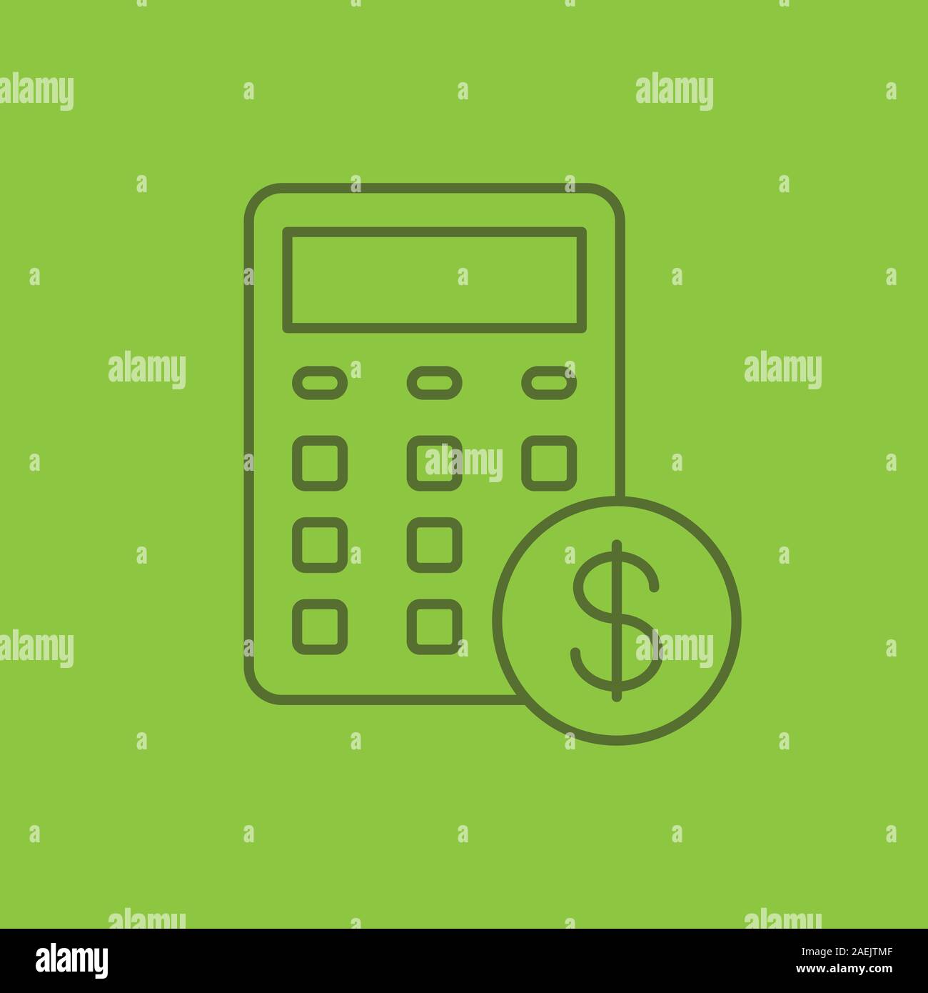 Calculations linear icon. Calculator with dollar sign. Financial ...