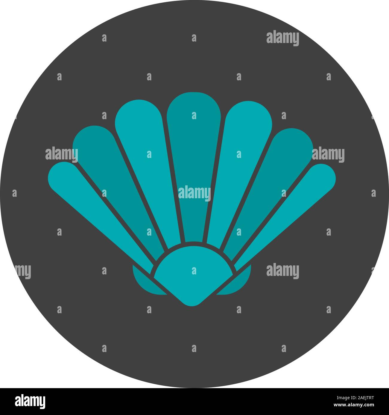 Seashell glyph color icon. Silhouette symbol on black background ...