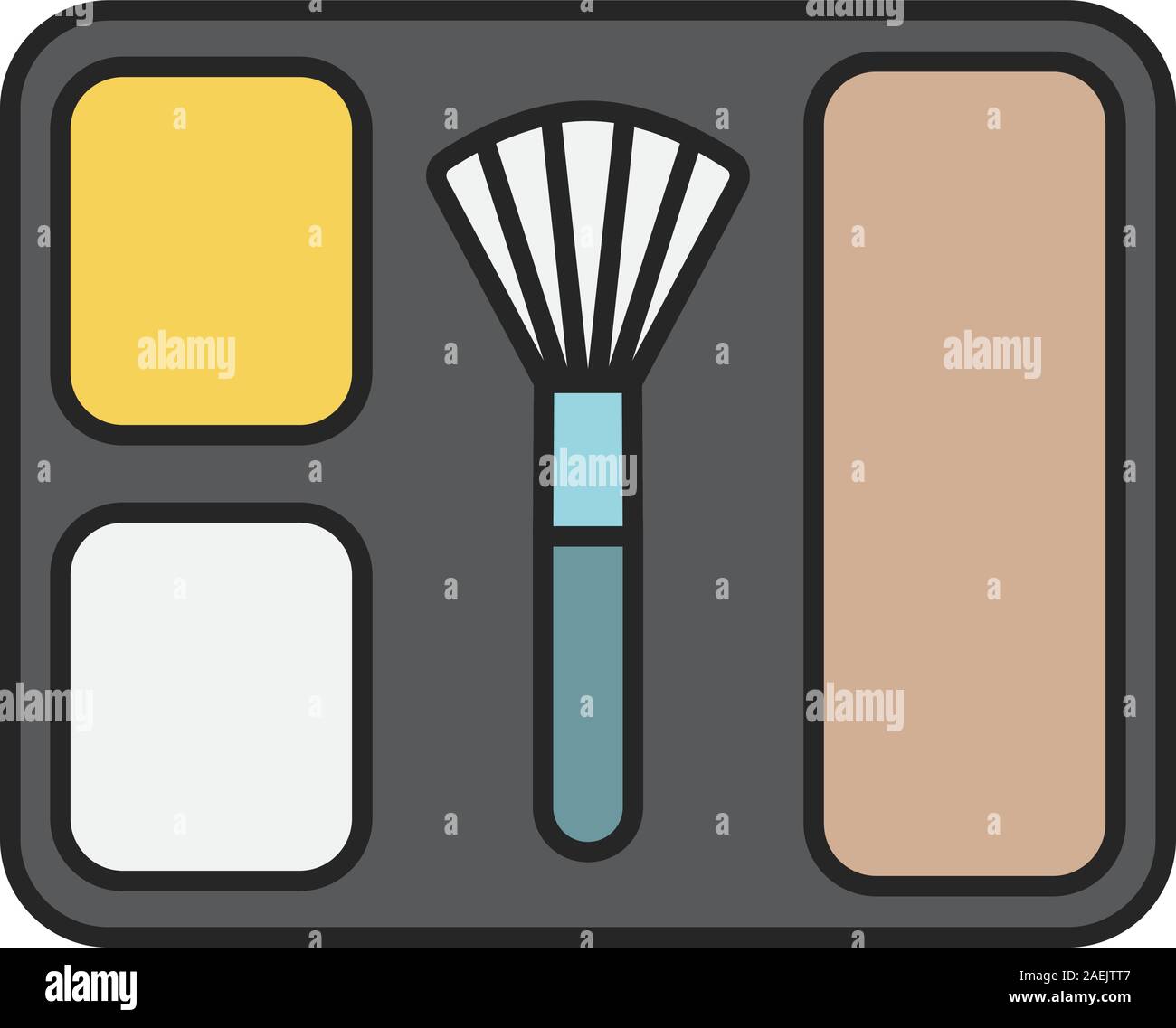 Blusher color icon. Blusher box with brush. Isolated vector ...