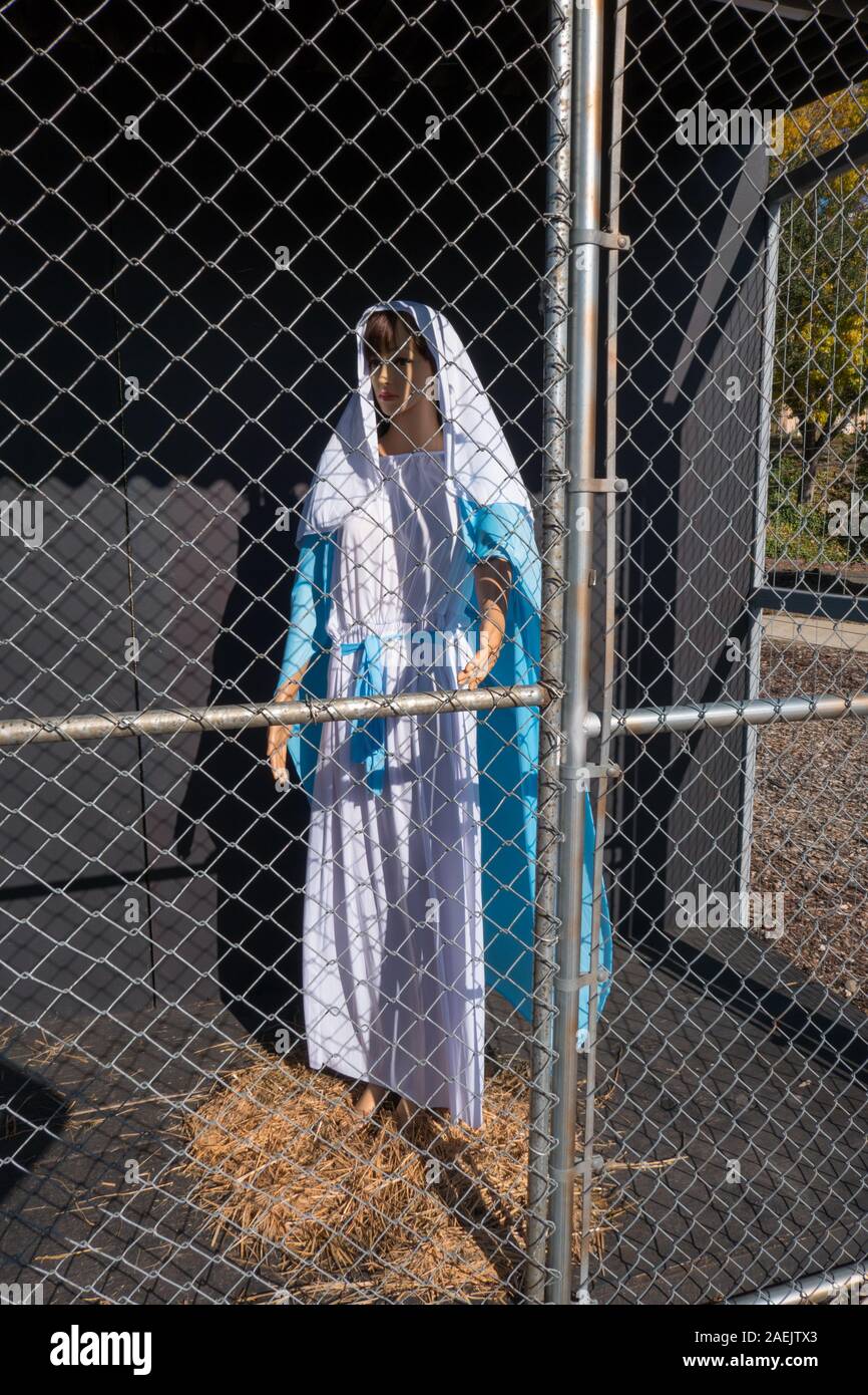 Claremont 9 December 2019 - Nativity scene with baby Jesus, Mary and ...