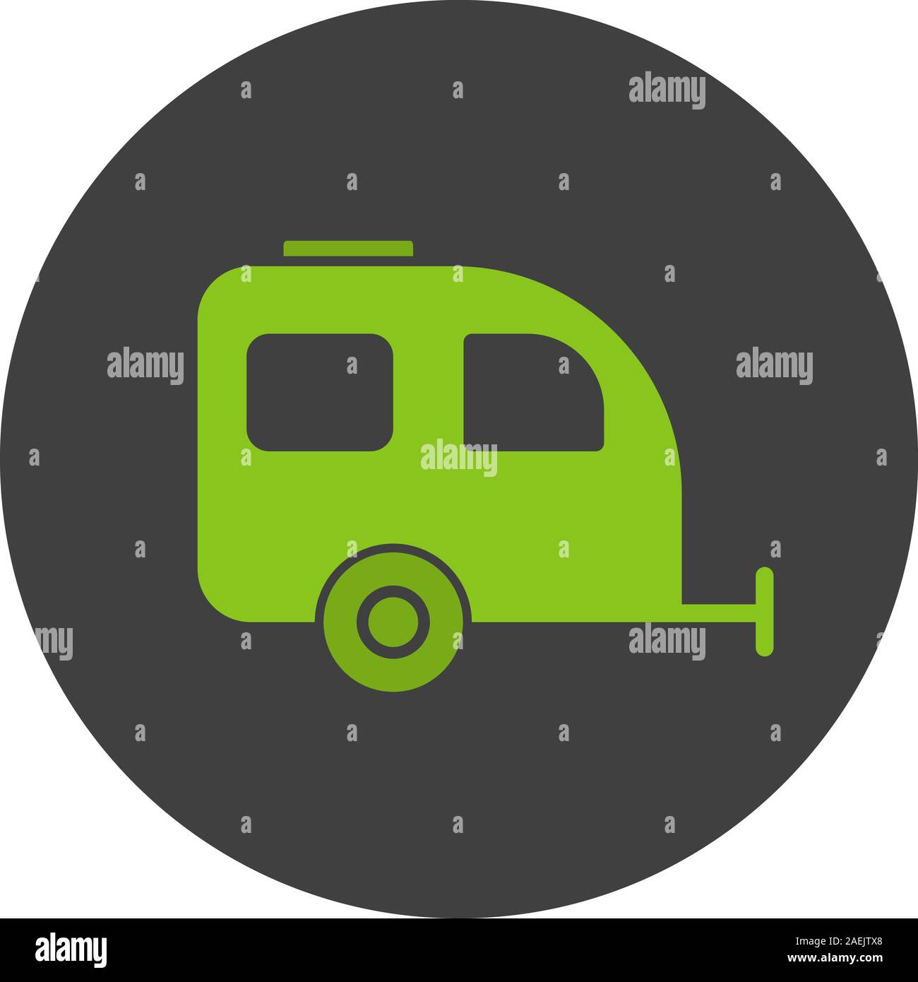 Camping trailer glyph color icon. Silhouette symbol on black background ...