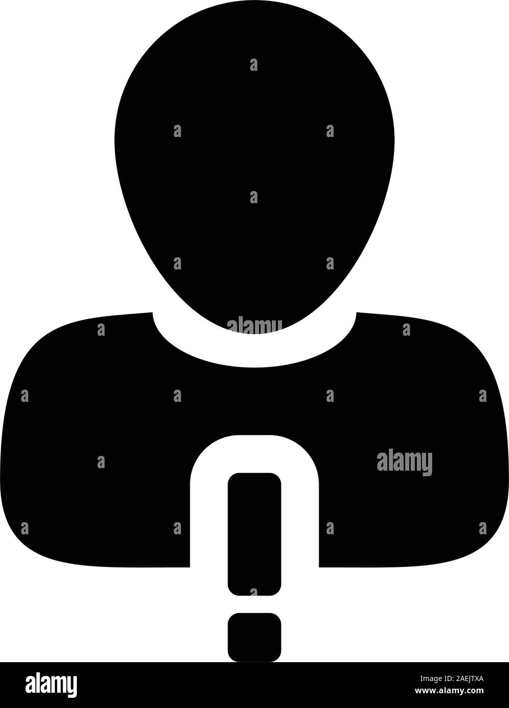 Stop icon vector male person profile avatar symbol with alert sign in a ...