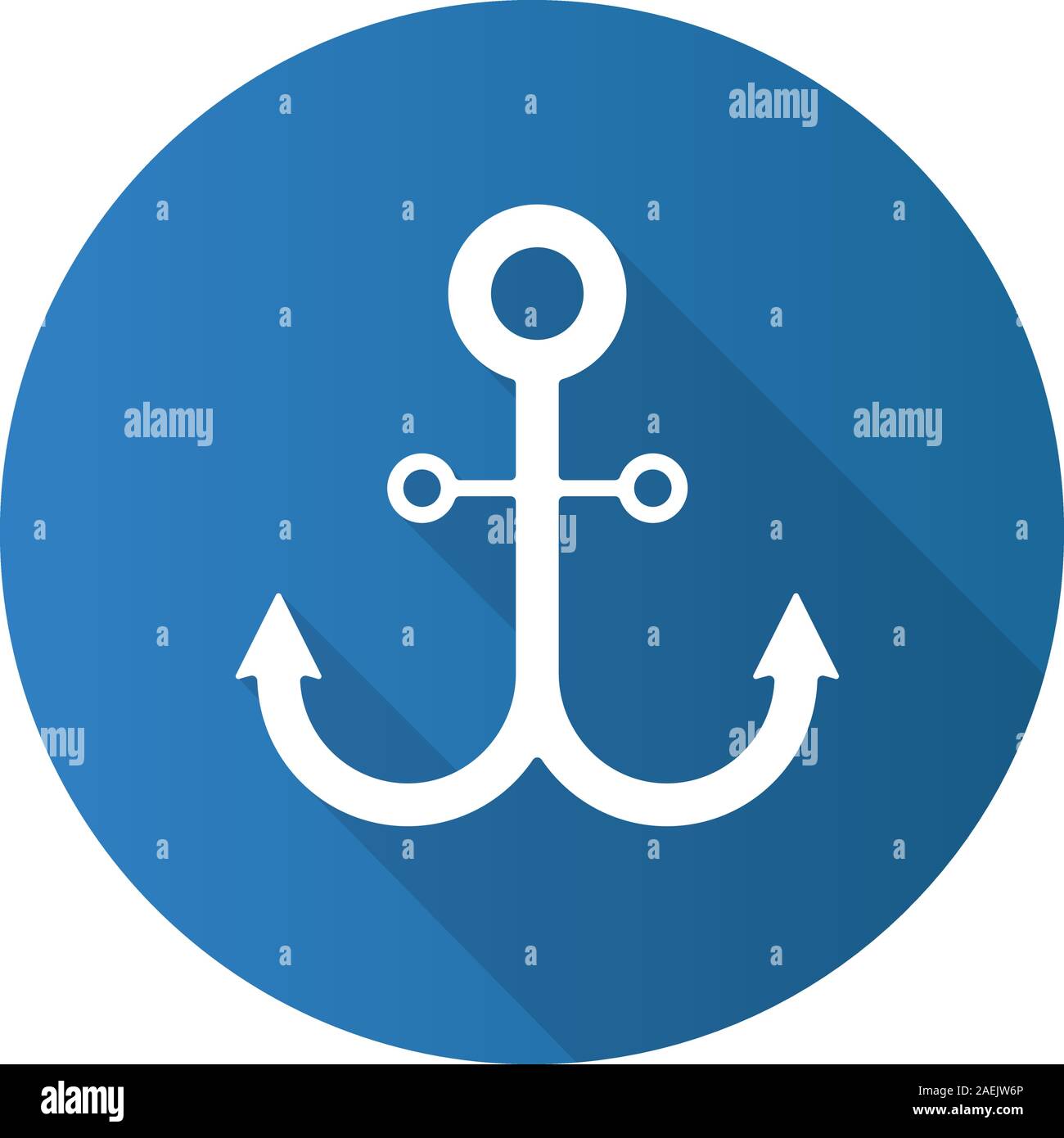 Anchor flat design long shadow glyph icon. Vector silhouette ...