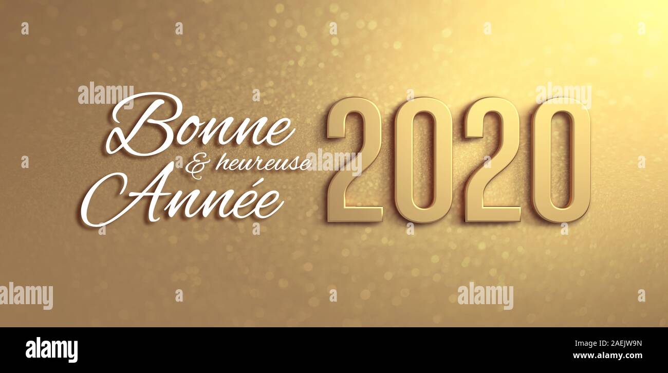 New Year 2020 date number and Greetings in French language, on a ...