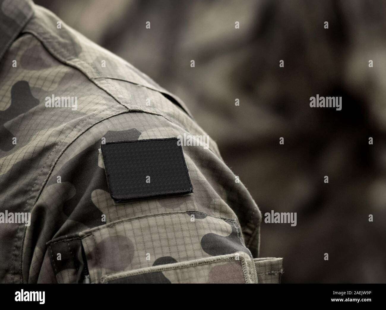 Anarchism flag on military uniform. Black flag is the traditional ...