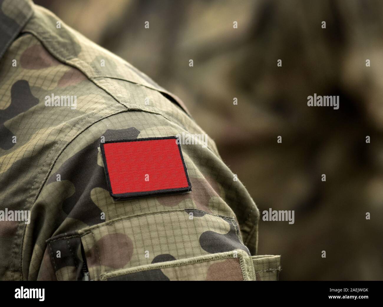 Red flag on military uniform. Red flag one of the first anarchist ...