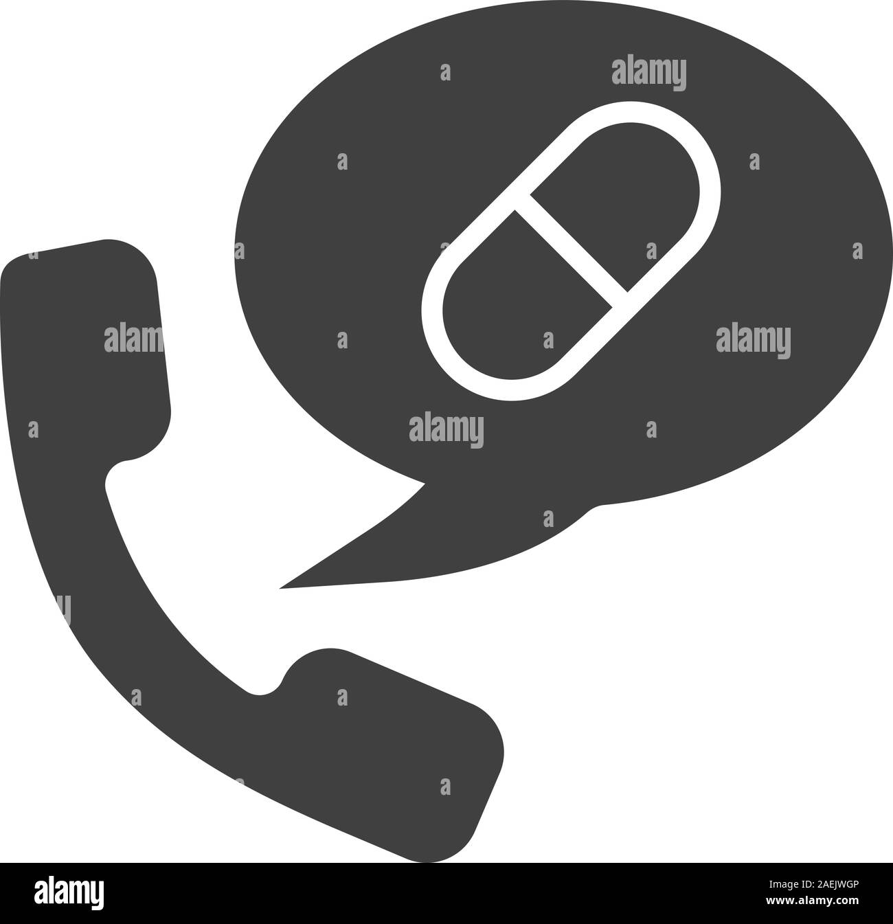 Drugs phone order glyph icon. Silhouette symbol. Call to pharmacy ...