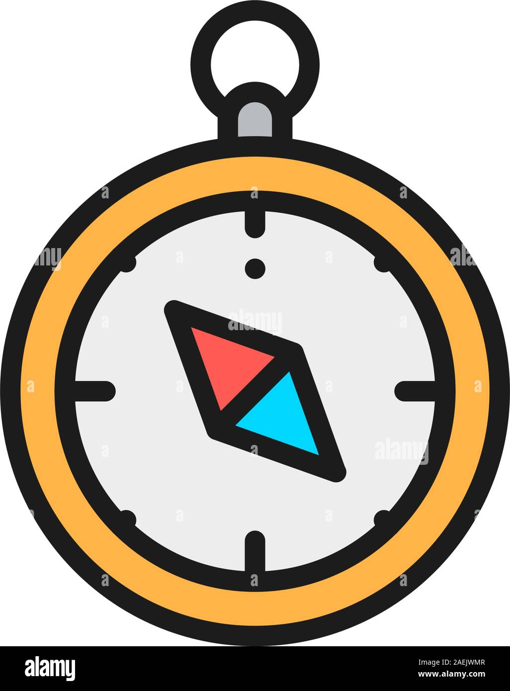 Vector compass, navigator flat color line icon. Isolated on white ...