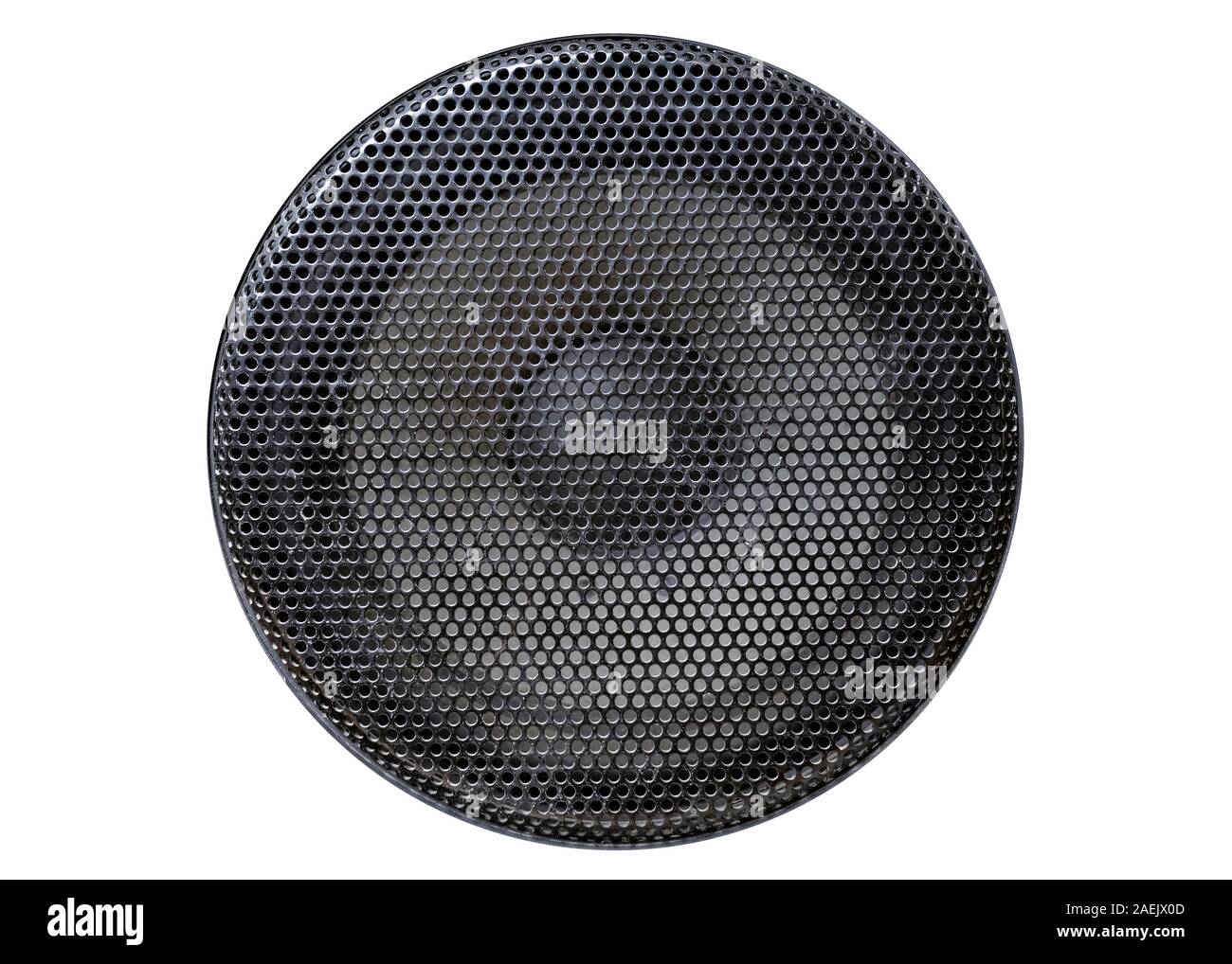 Music and sound. Front view of the old grey sound system speaker ...