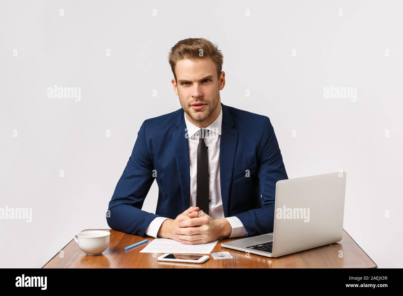 We have serious meeting here. Focused smart successful businessman ...