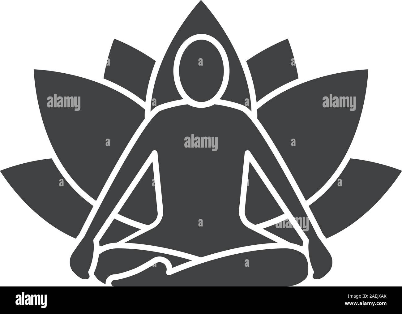 Yoga position glyph icon. Silhouette symbol. Yoga class. Negative space ...