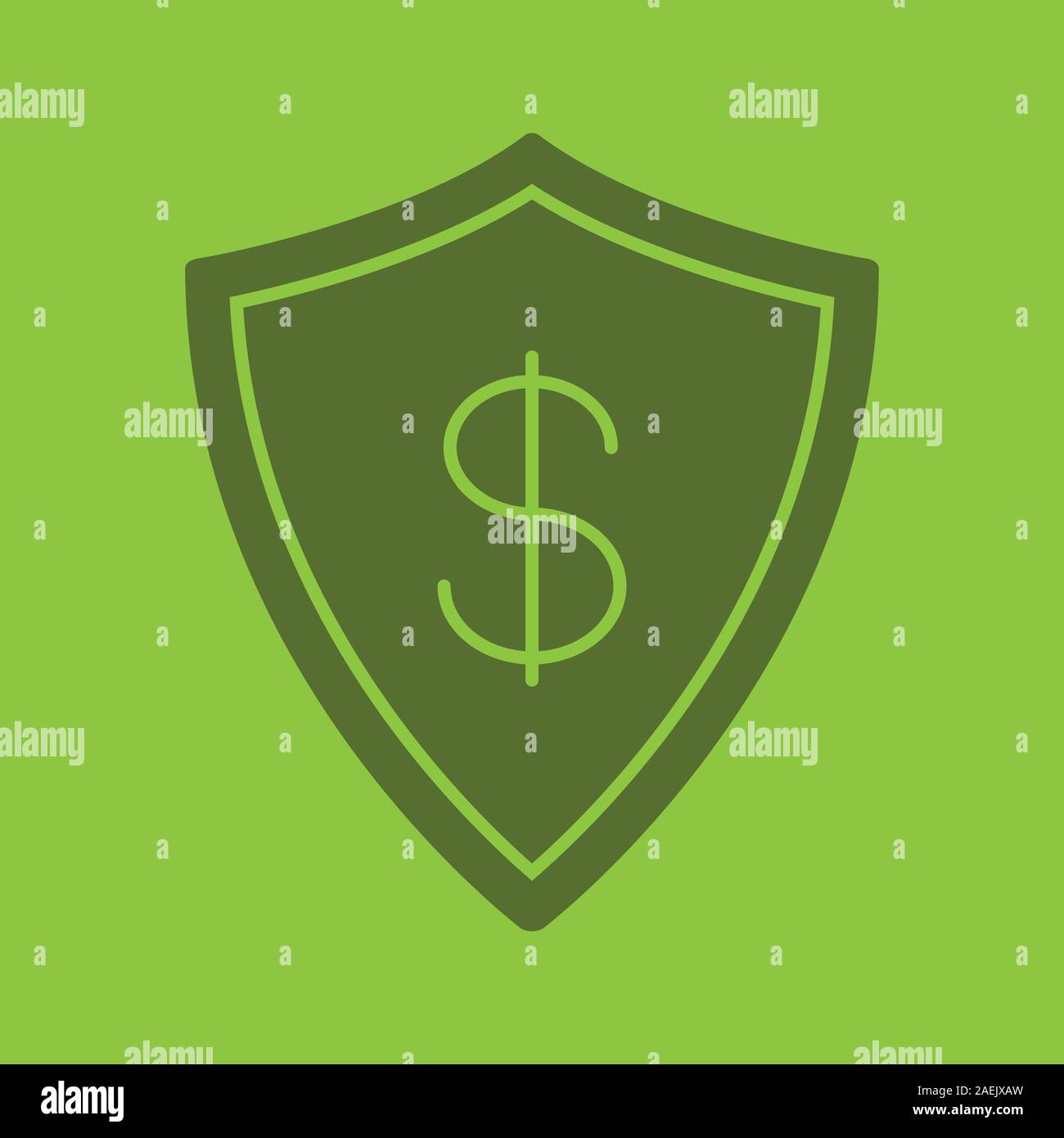 Money security glyph color icon. Silhouette symbol. Protection shield ...