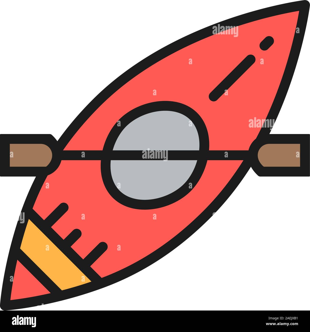 Vector canoe, rafting boat, kayaking flat color line icon Stock Vector ...