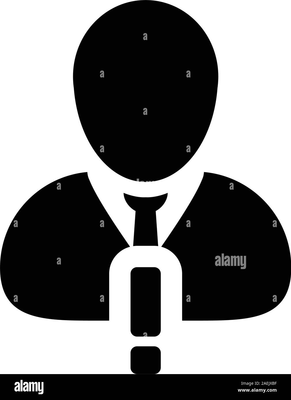 Attention icon vector male person profile avatar symbol with alert sign ...