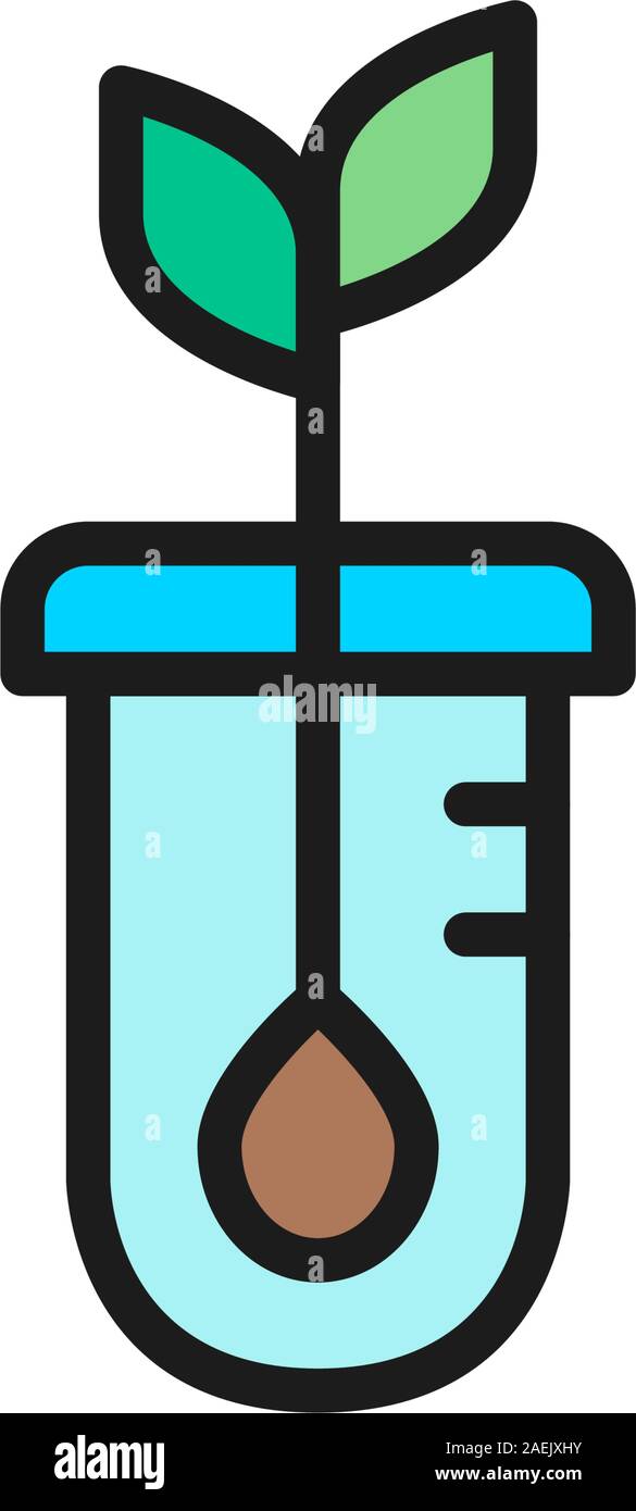 Vector seed germination, DNA plant flat color line icon Stock Vector ...