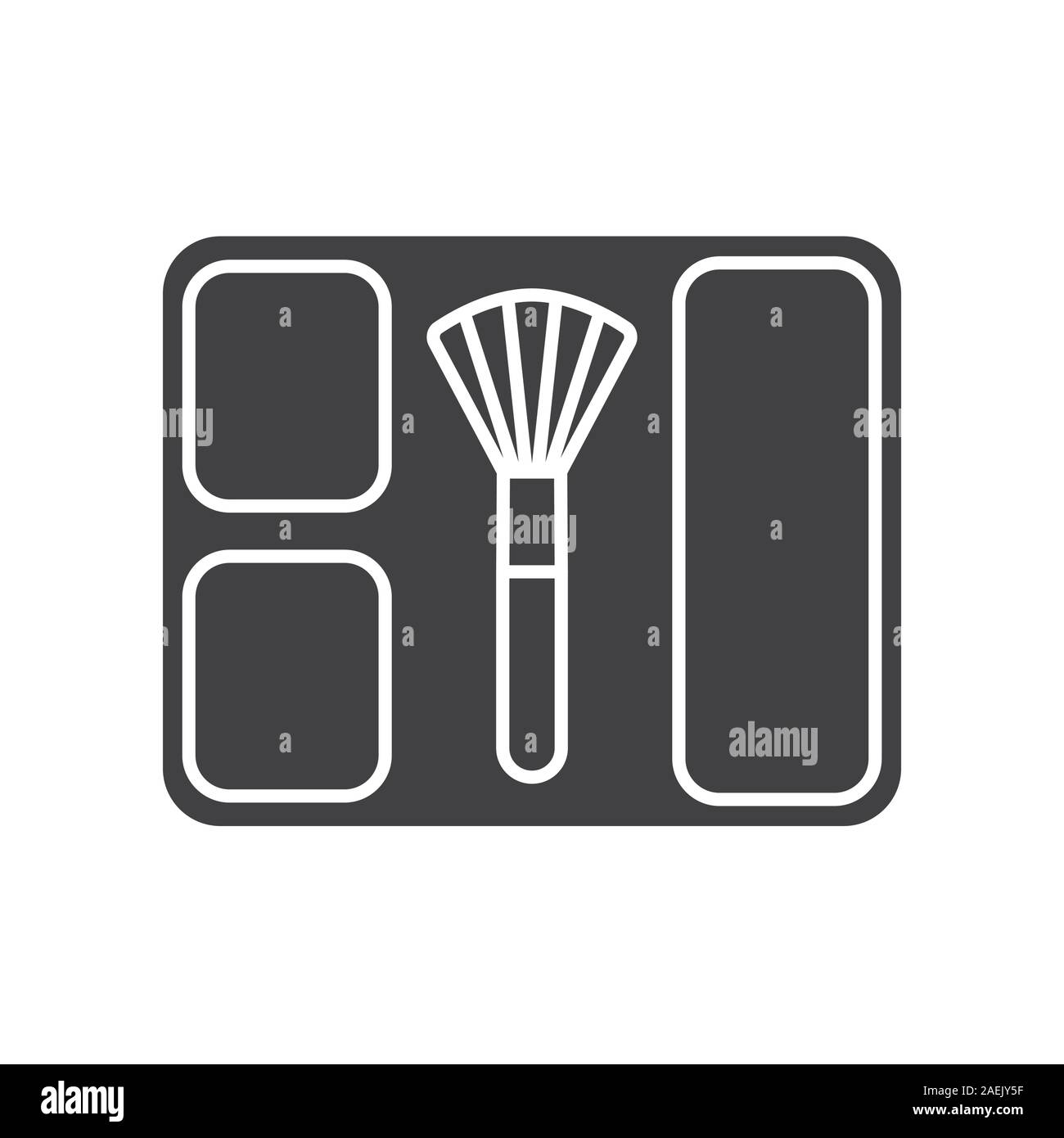 Blusher glyph icon. Silhouette symbol. Blusher box with brush. Negative ...
