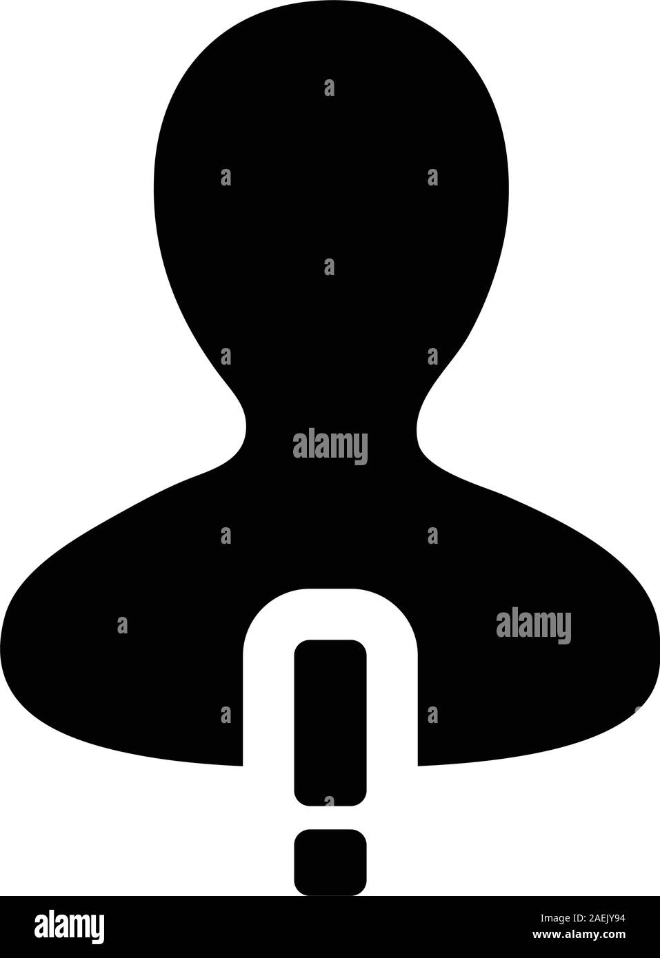 Reminder icon vector male person profile avatar symbol with alert sign ...