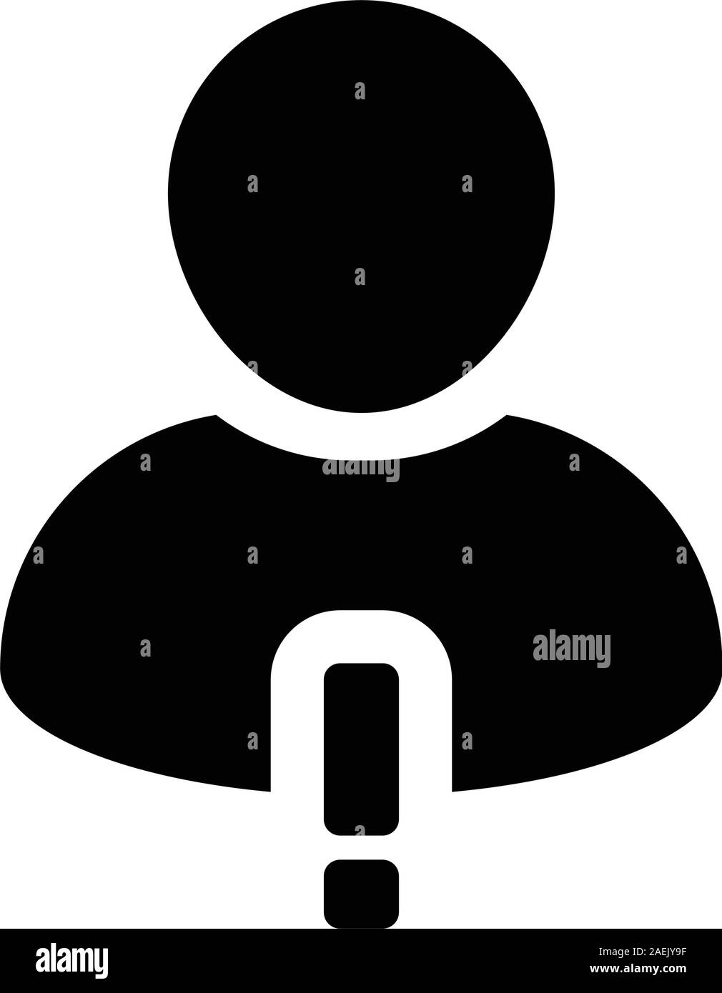 Threat icon vector male person profile avatar symbol with alert sign in ...