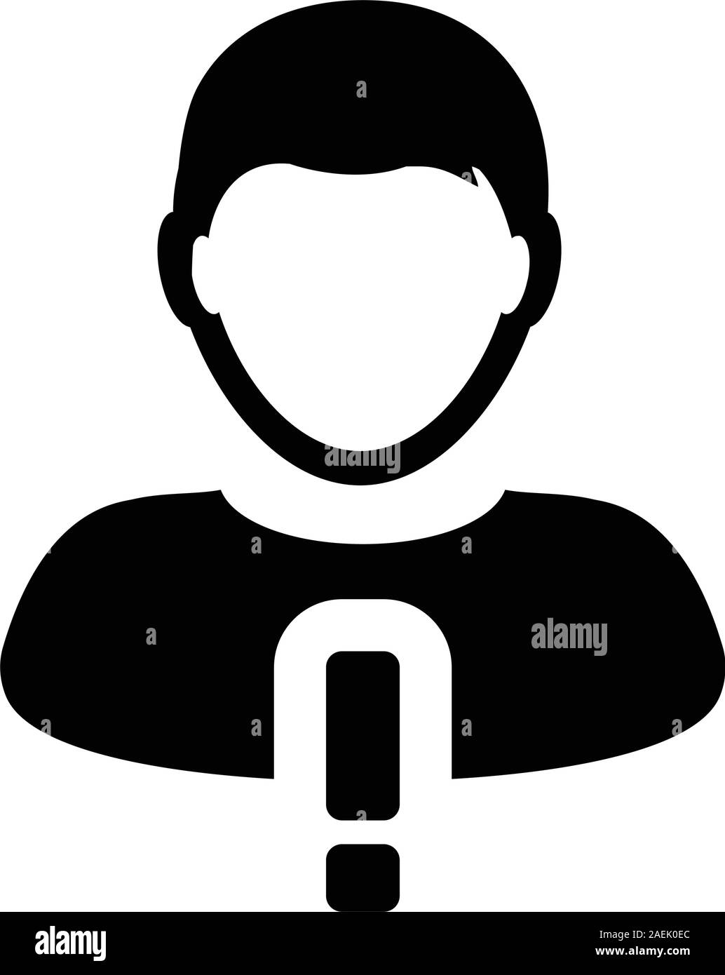 Alert icon vector male person profile avatar symbol with notification ...