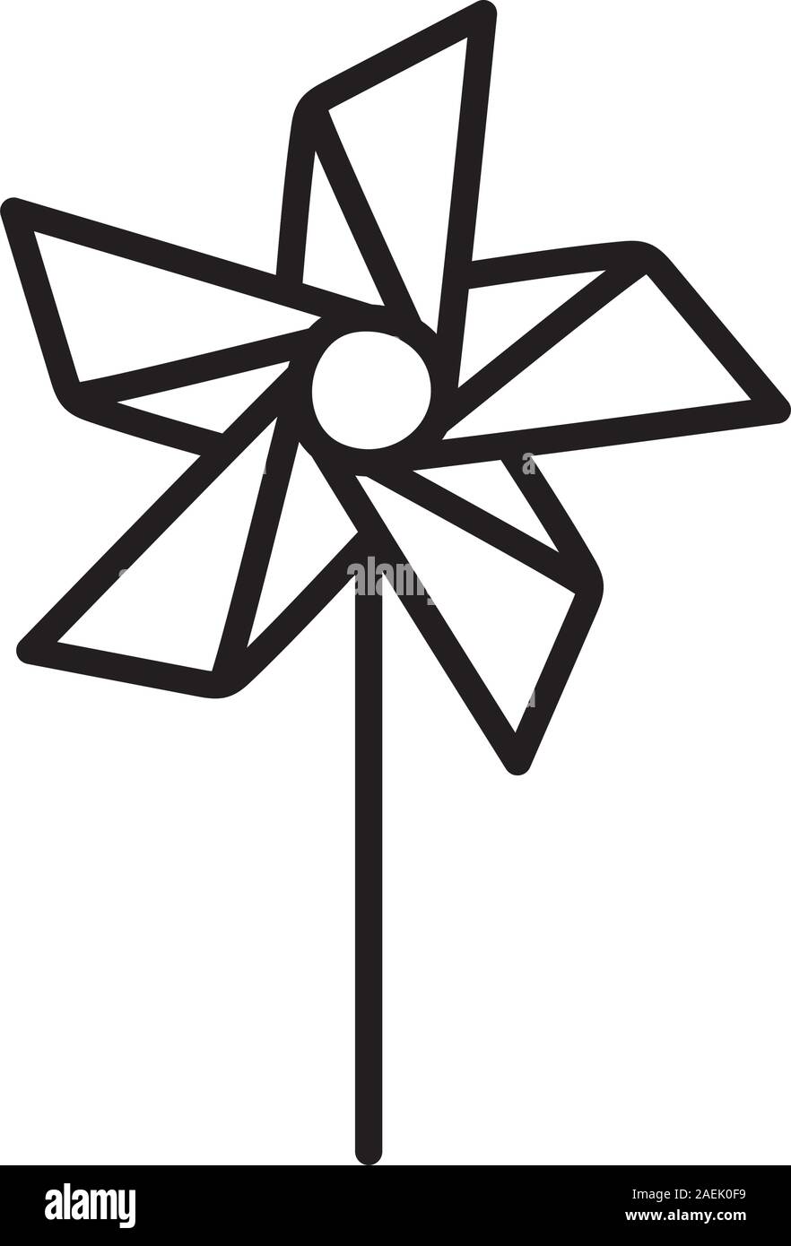 kids toy, pinwheel wind stick icon on white background vector ...