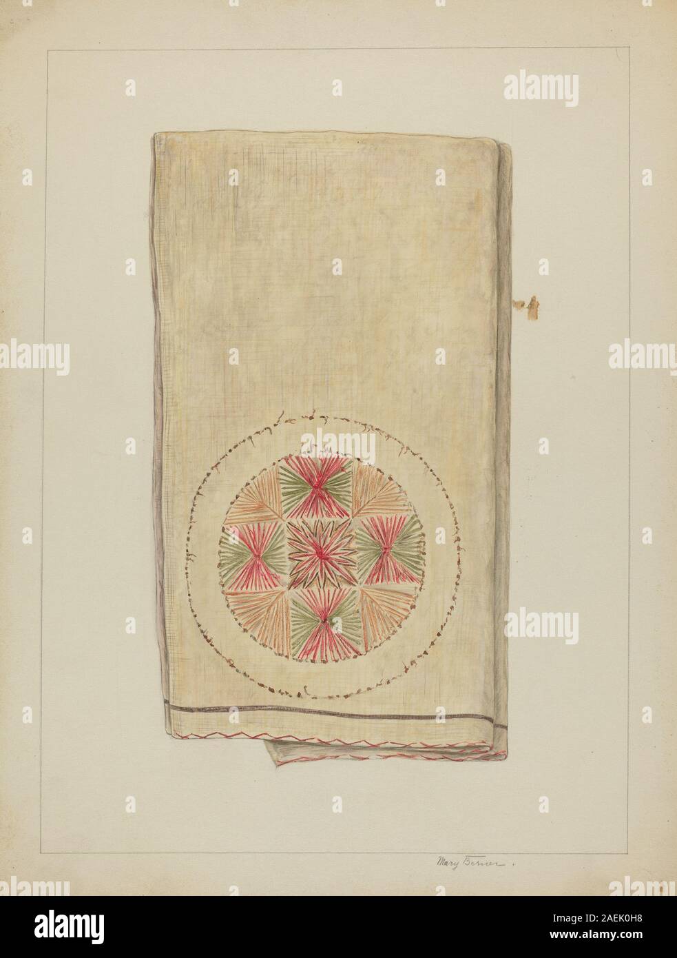 A blanket created by Mary Berner around 1936, featuring woven textile ...