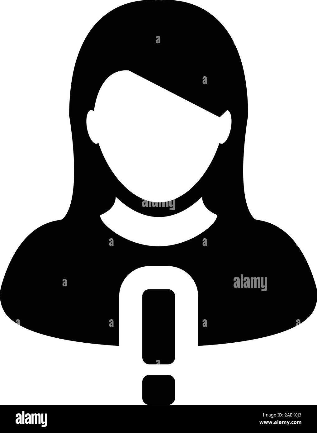 Alert icon vector female person profile avatar symbol with notification ...