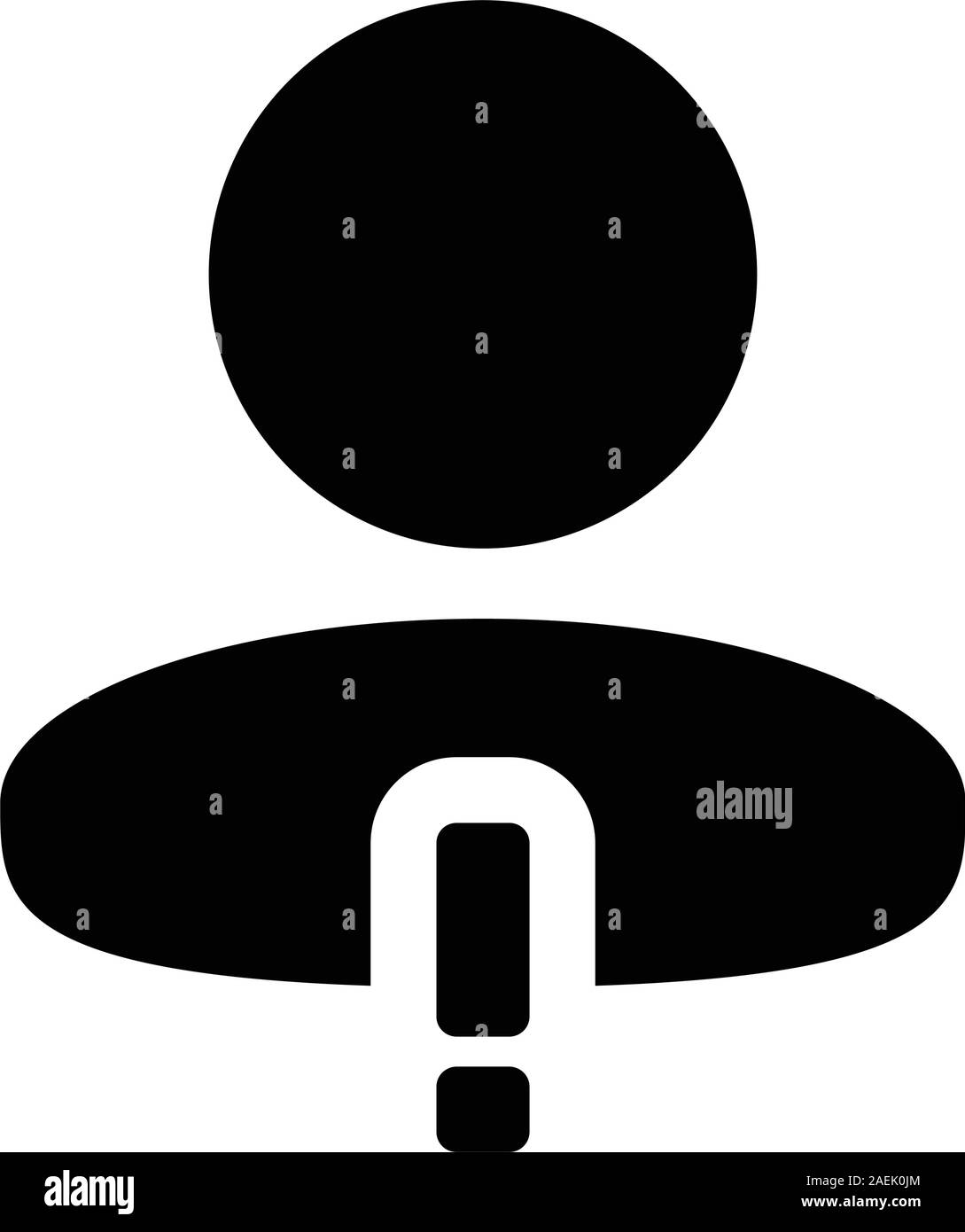 Exclamation icon vector male person profile avatar symbol with alert ...