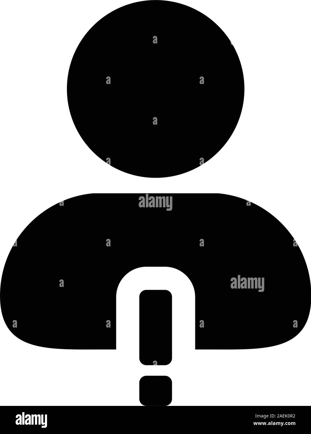 Emergency icon vector male person profile avatar symbol with alert sign ...