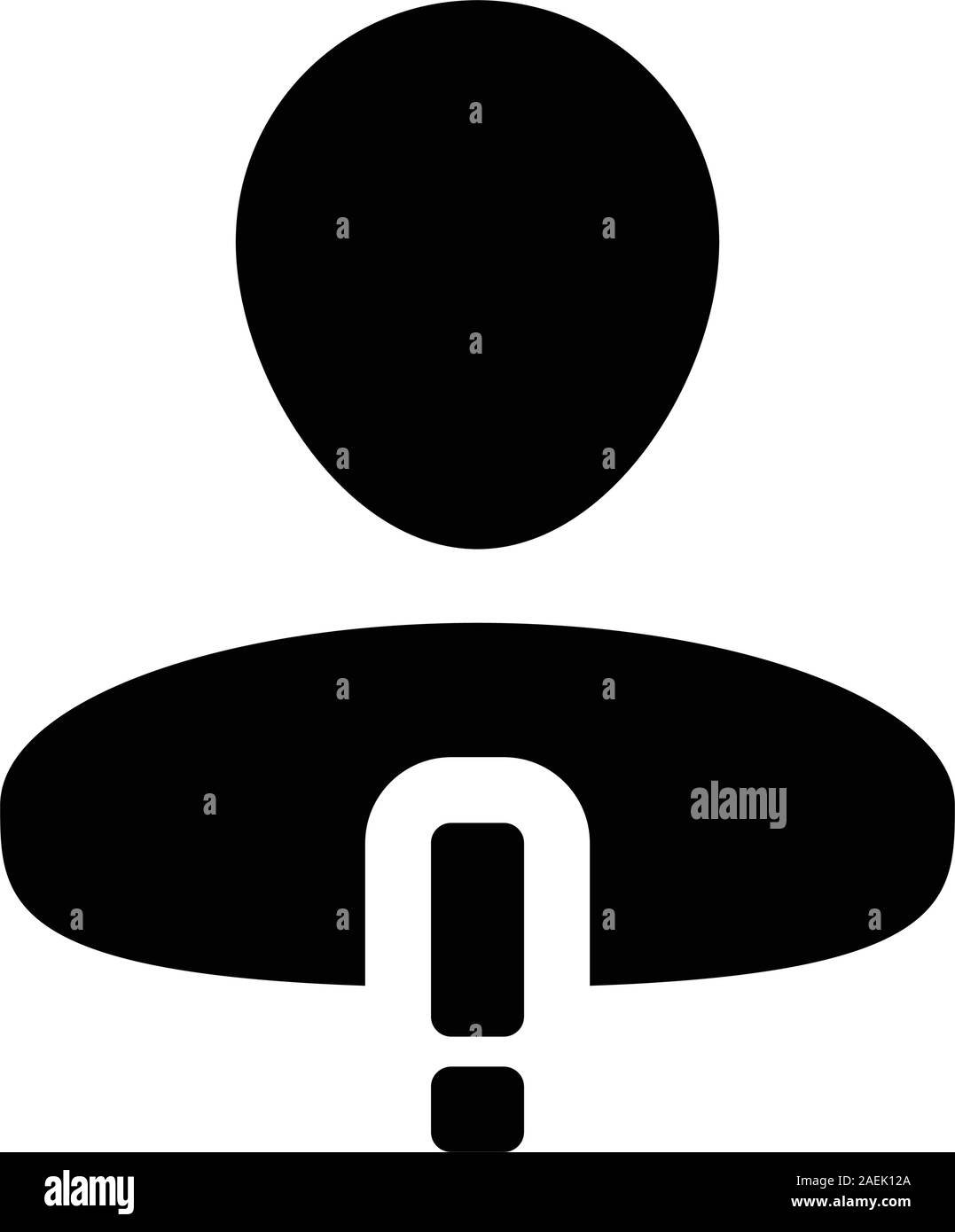 Signal icon vector male person profile avatar symbol with alert sign in ...