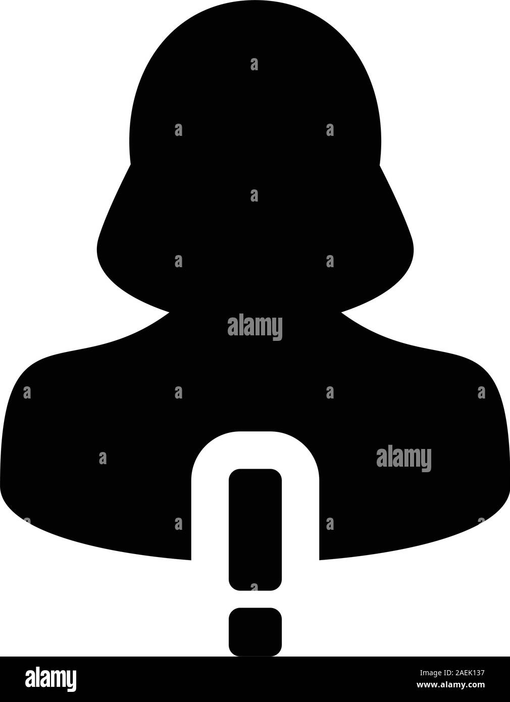 Alert icon vector female person profile avatar symbol with notification ...